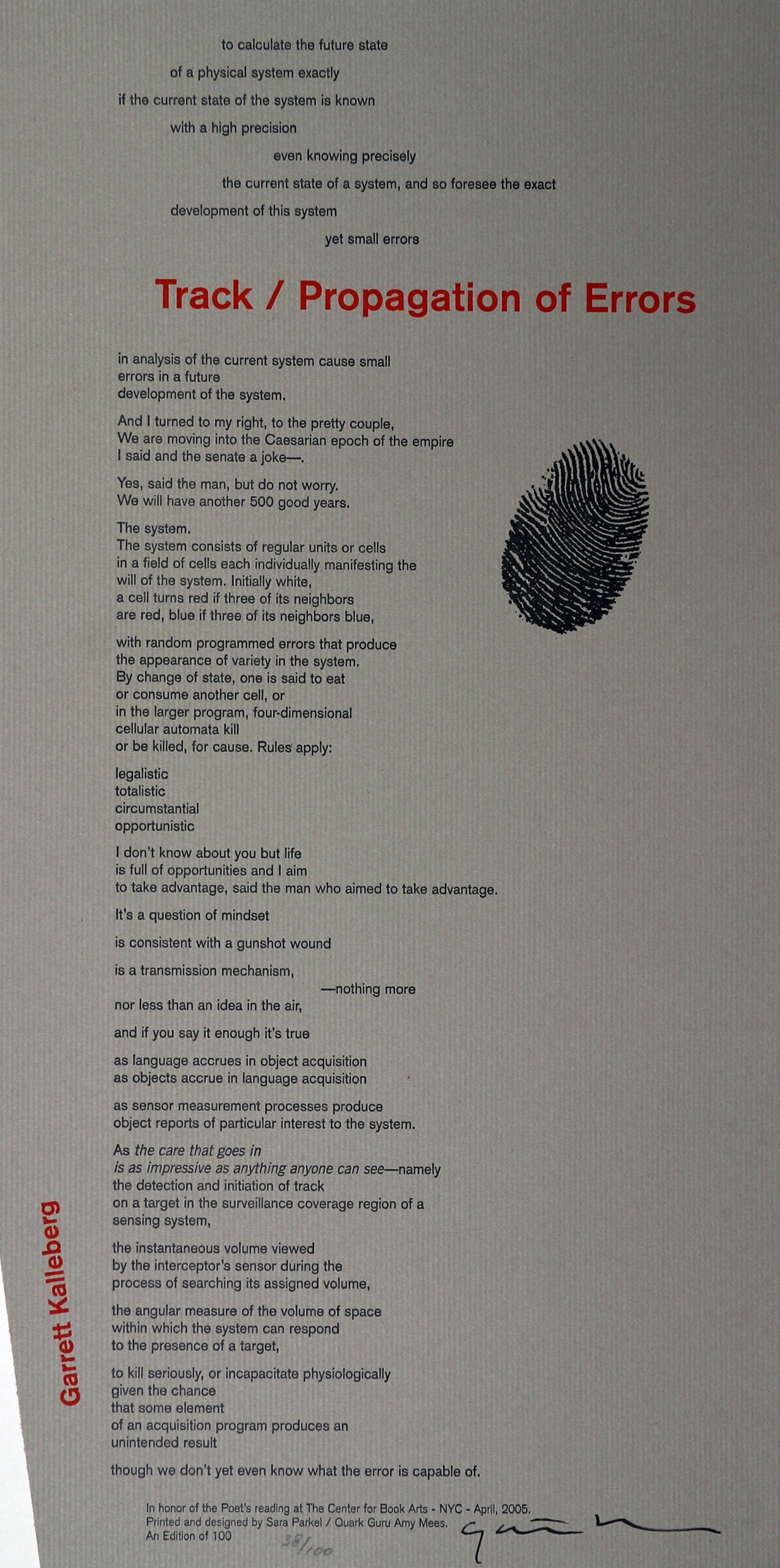 Track/ Propagation of Errors – Center for Book Arts